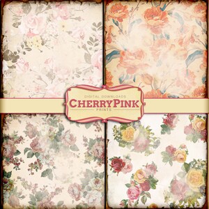 Floral Scrapbook Paper, Textured Digital Premade Pages 12x12 Inch ...