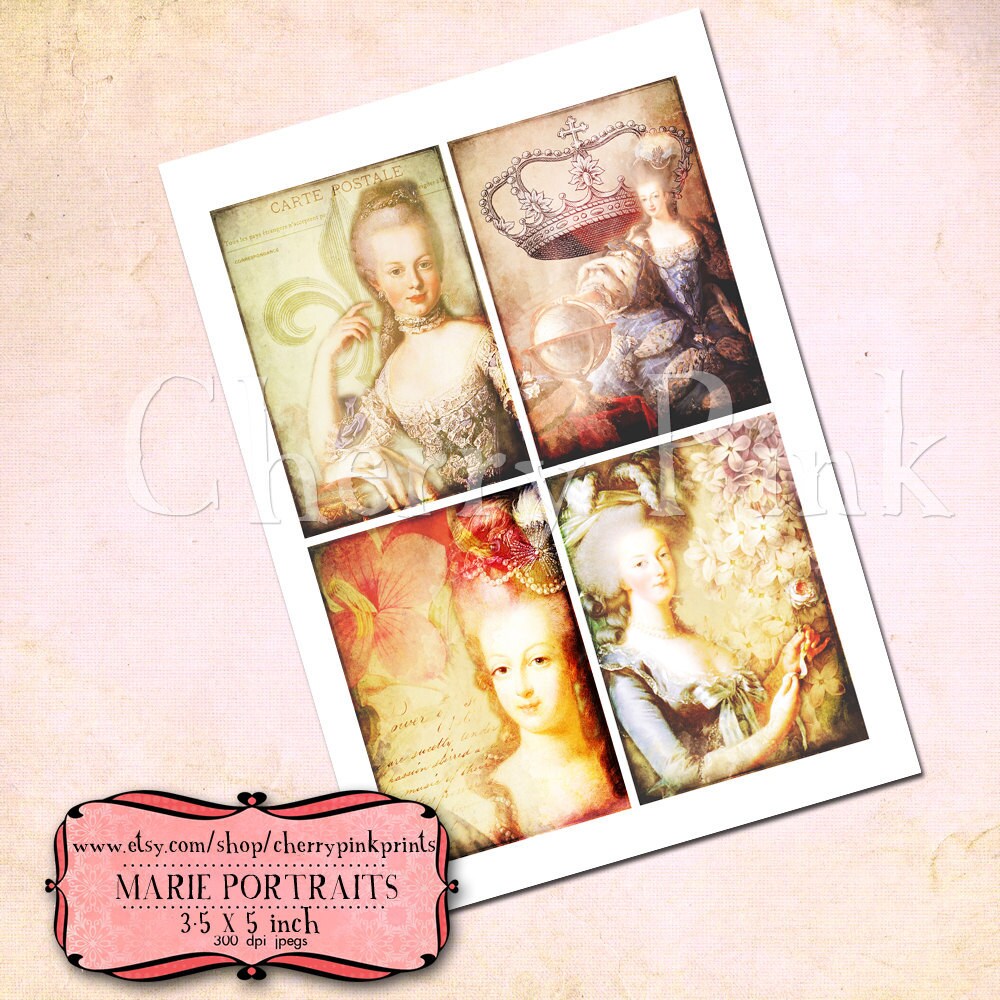 ANTOINETTE Collage Sheet, Shabby Chic Portrait, Vintage French Ephemera ...