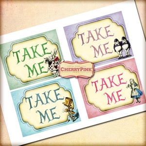 Alice Party Tag, Take Me Alice in Wonderland Tags, Labels, Perfect for ...