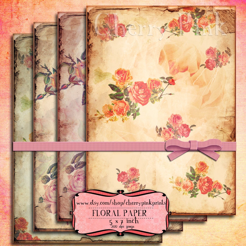 FLORAL PAPER, Scrapbook Paper, Shabby Chic Printable and Craft Supply ...