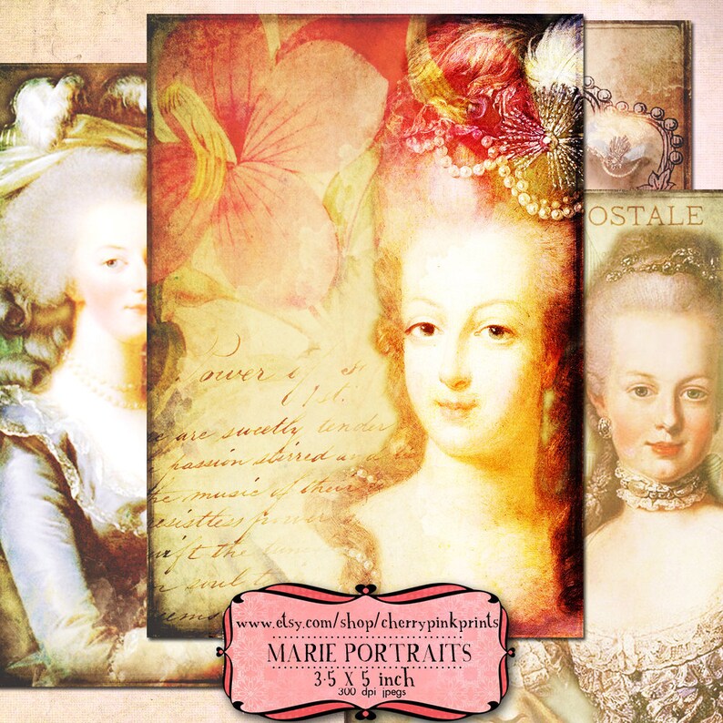 ANTOINETTE Collage Sheet, Shabby Chic Portrait, Vintage French Ephemera ...