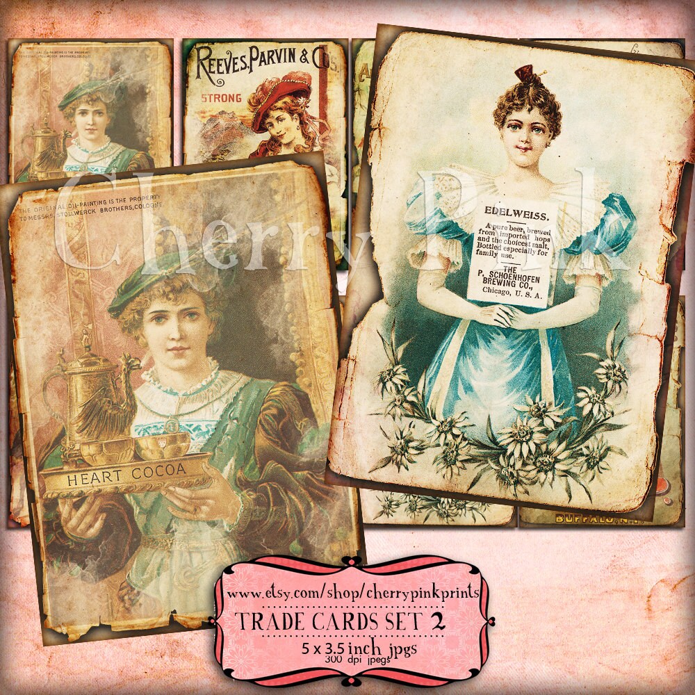 Vintage Advert ATC Cards TRADE CARDS Digital Collage Sheet | Etsy