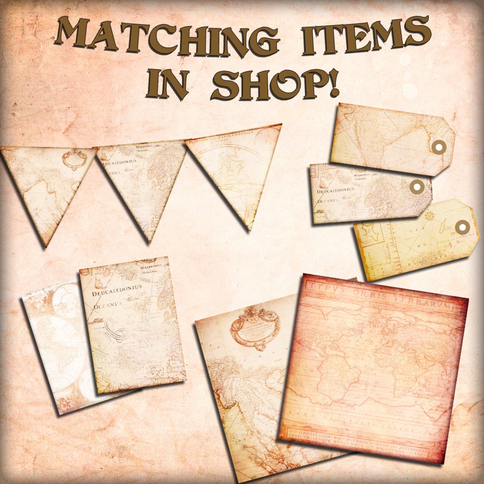 Party Bunting VINTAGE MAP BUNTING Digital Printable Bunting - Etsy