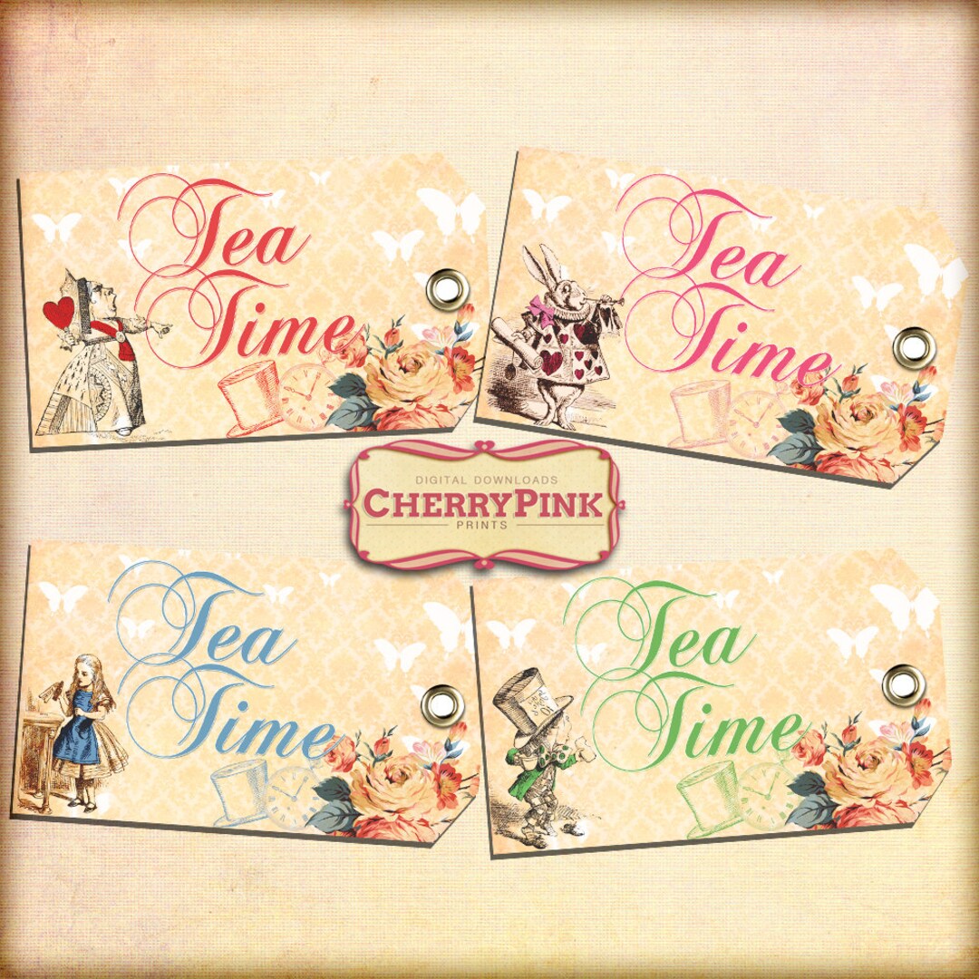 Mad Hatter Tea Party Tags, Alice in Wonderland Tags, Party Printable ...