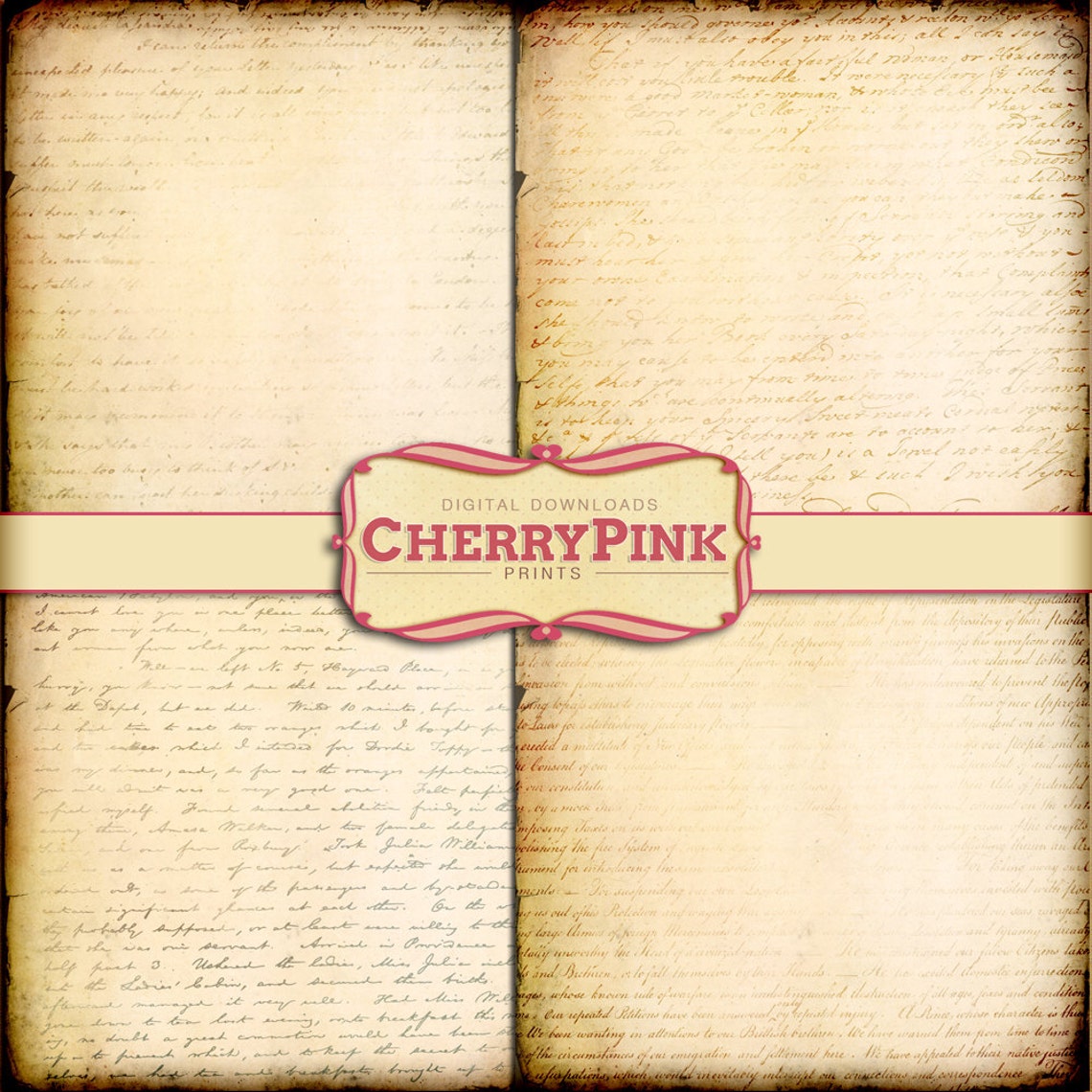 Handwriting Digital paper antique old letters vintage paper | Etsy