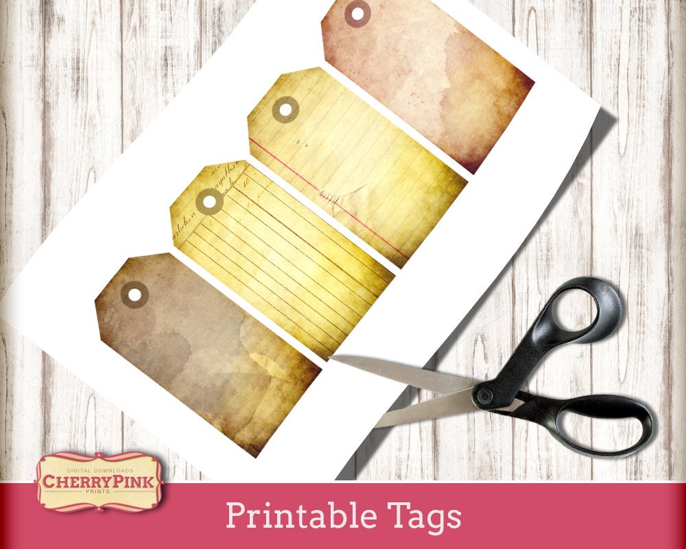 Vintage Tags, Old Paper Junk Journal Tags, Printable Tags, Shabby Old ...