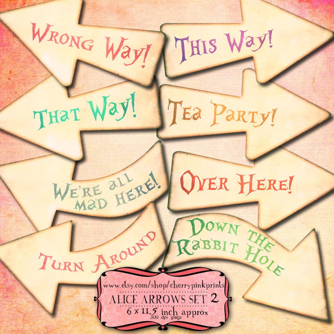 ALICE ARROWS Alice in Wonderland Party Decoration, Shabby Chic Arrows ...