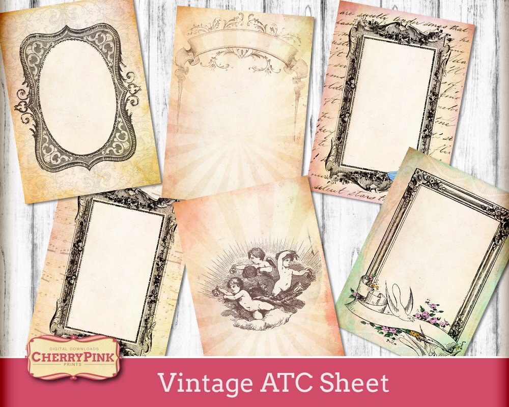 Vintage ATC Sheet digital collage sheet papercraft | Etsy