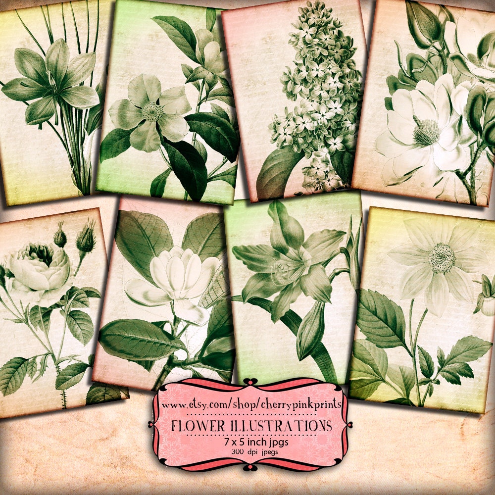 Digital collage sheet 8 FLORAL designs digital download | Etsy