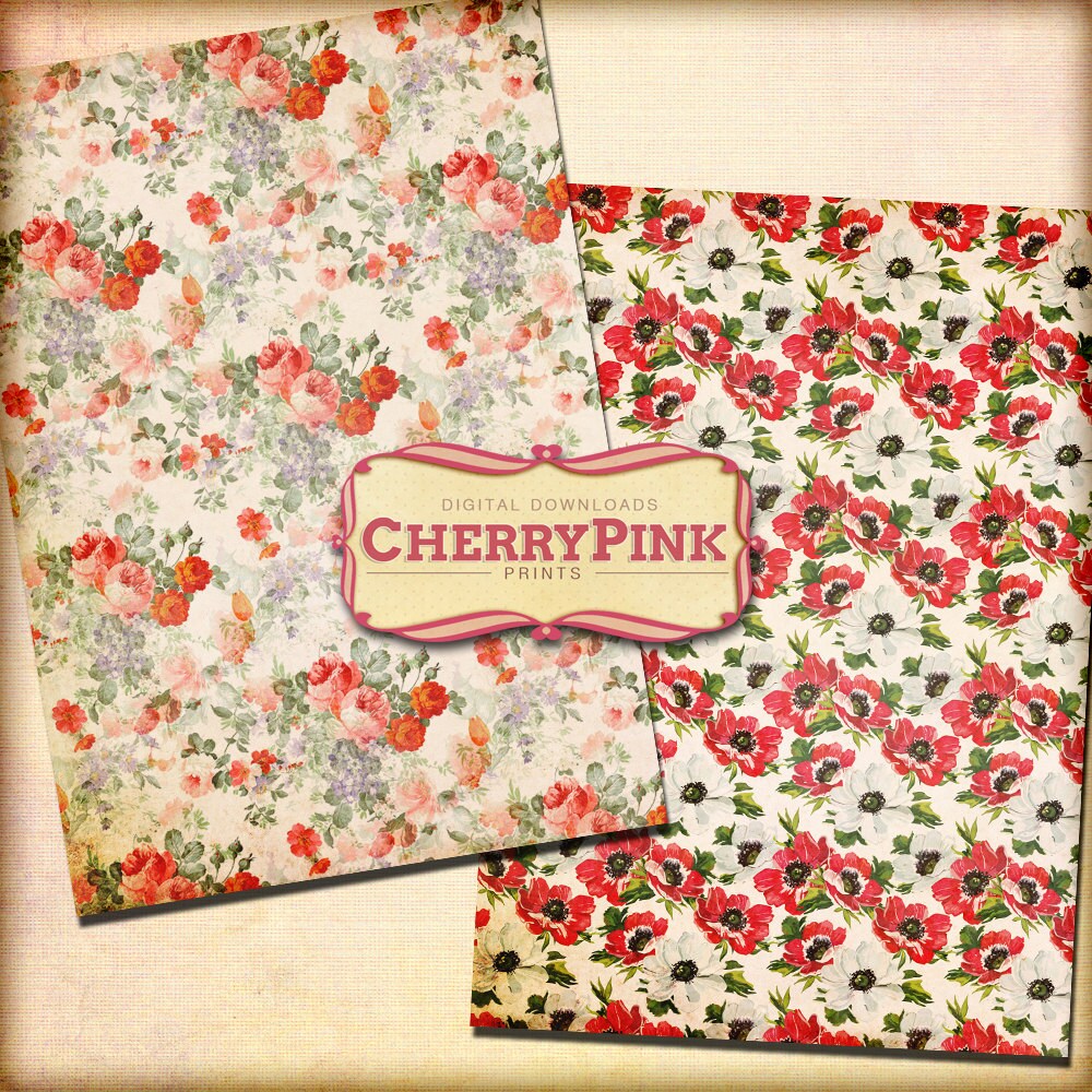 10 Floral digital paper pack printable papercraft designs for | Etsy