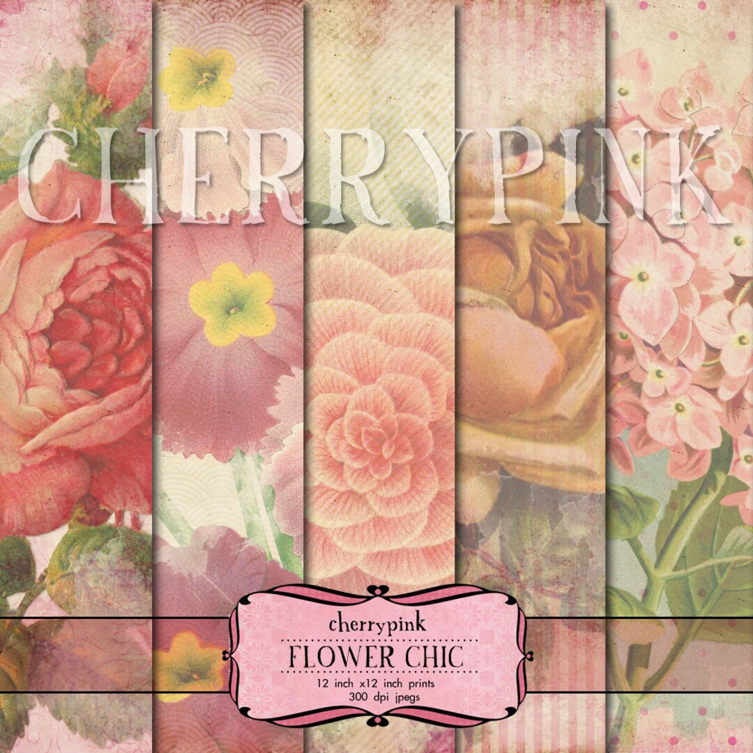 Vintage Floral Digital Scrapbooking Papers, 12 X 12 Scrapbook Papers ...