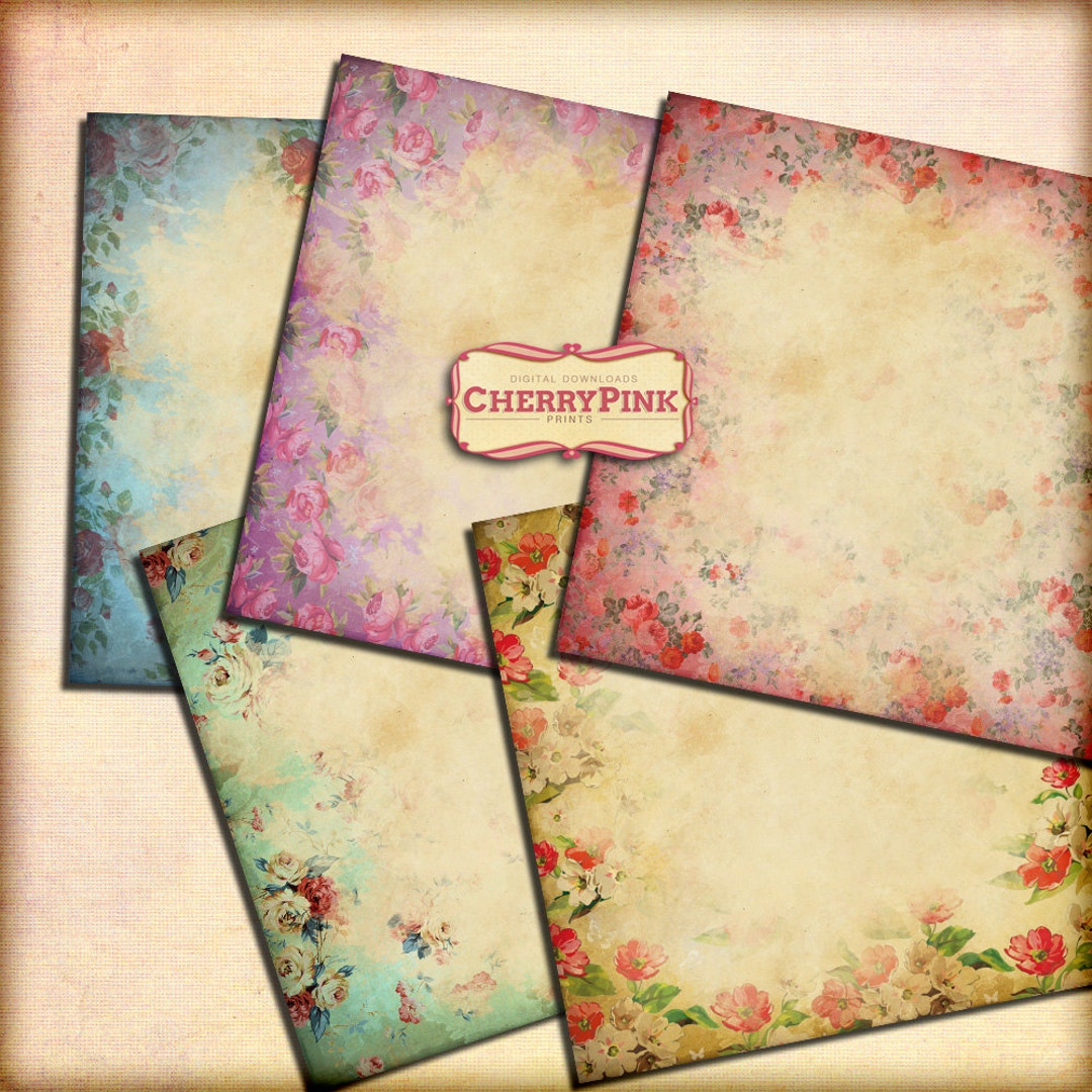 Floral Digital Paper, Scrapbook Paper 12x12 Inch Premade Pages ...