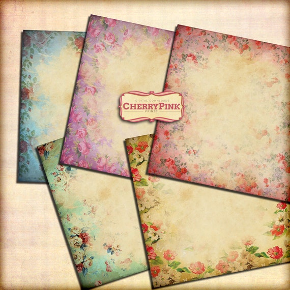 Floral Digital Paper Scrapbook Paper 12x12 Inch Premade Pages | Etsy