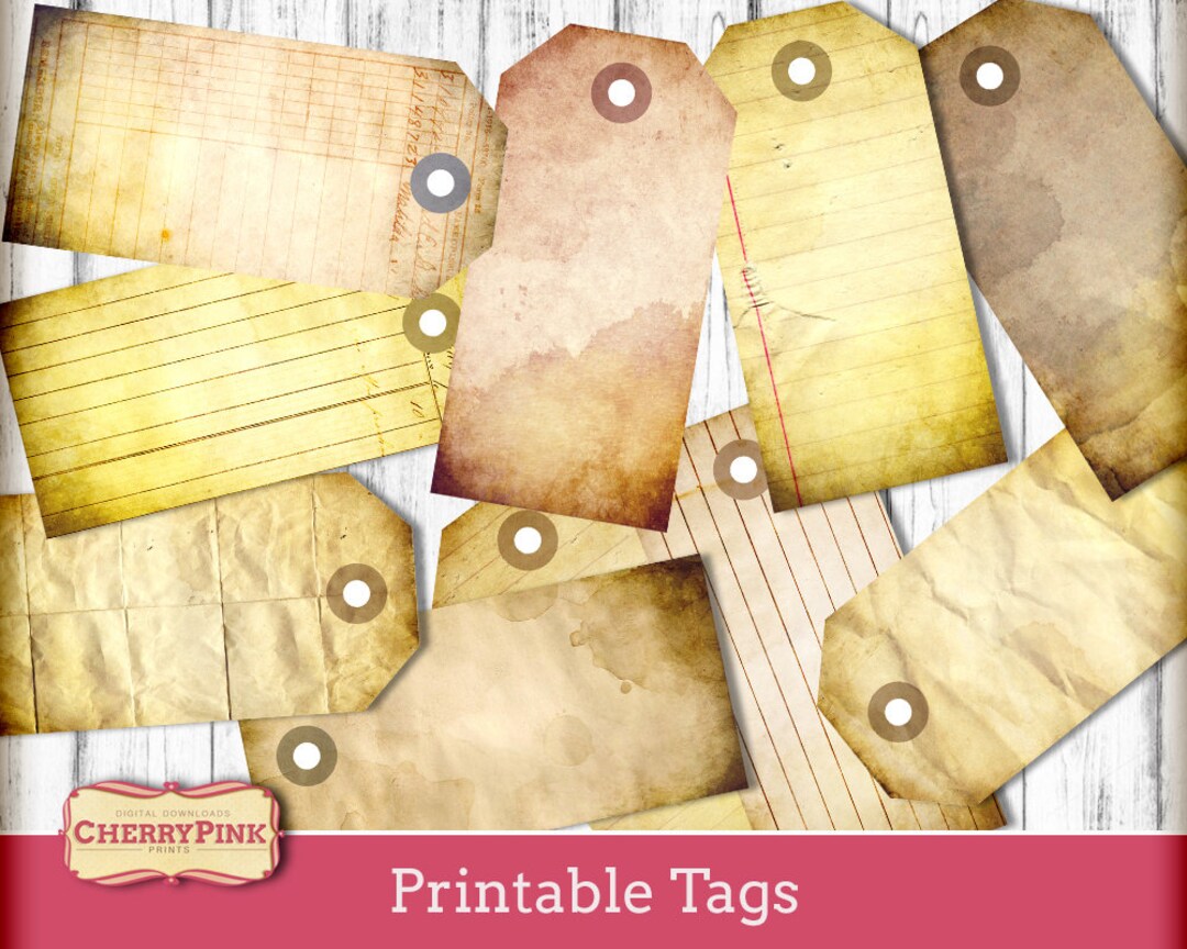 Vintage Tags, Old Paper Junk Journal Tags, Printable Tags, Shabby Old ...