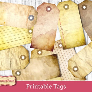 Vintage Tags, Old Paper Junk Journal Tags, Printable Tags, Shabby Old ...