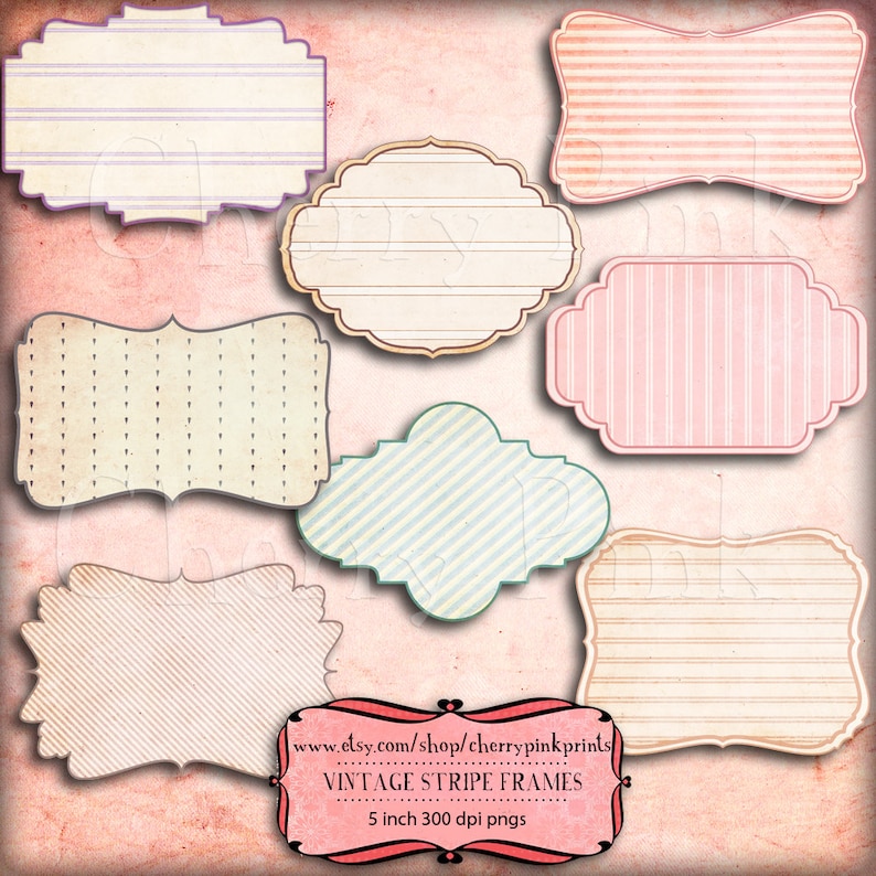 Digital Frames Stripe Png Clipart Scrapbook Frame Clip Art | Etsy
