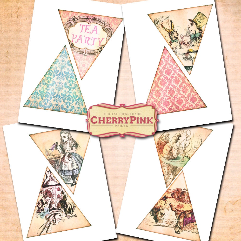 Alice in Wonderland Decoration Bunting Printable Decorations - Etsy UK