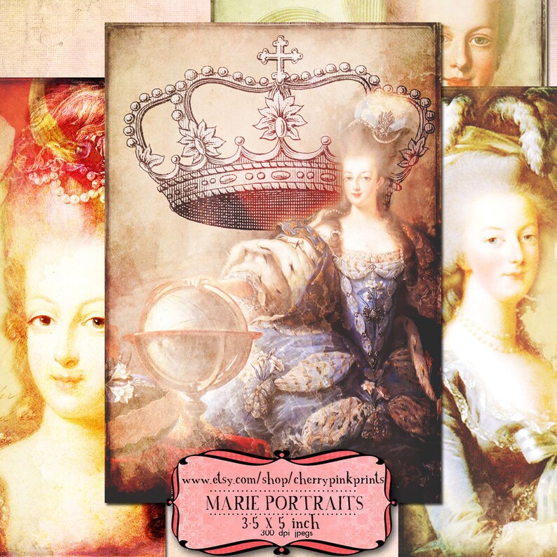 ANTOINETTE Collage Sheet, Shabby Chic Portrait, Vintage French Ephemera ...