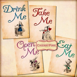 Alice in Wonderland Signs, Table Signs, Party Decorations in a Vintage ...
