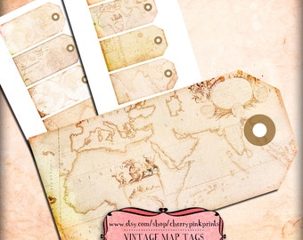 Vintage Map Gift Tags English Map 1959 Set of 10 - Etsy