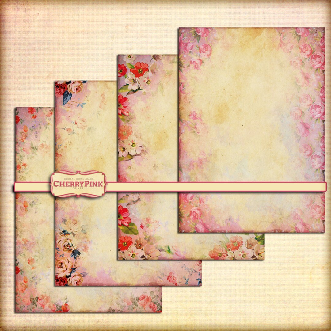 Floral Journal Pages - Printable Collage Sheet SHABBY FLOWERS PINK ...