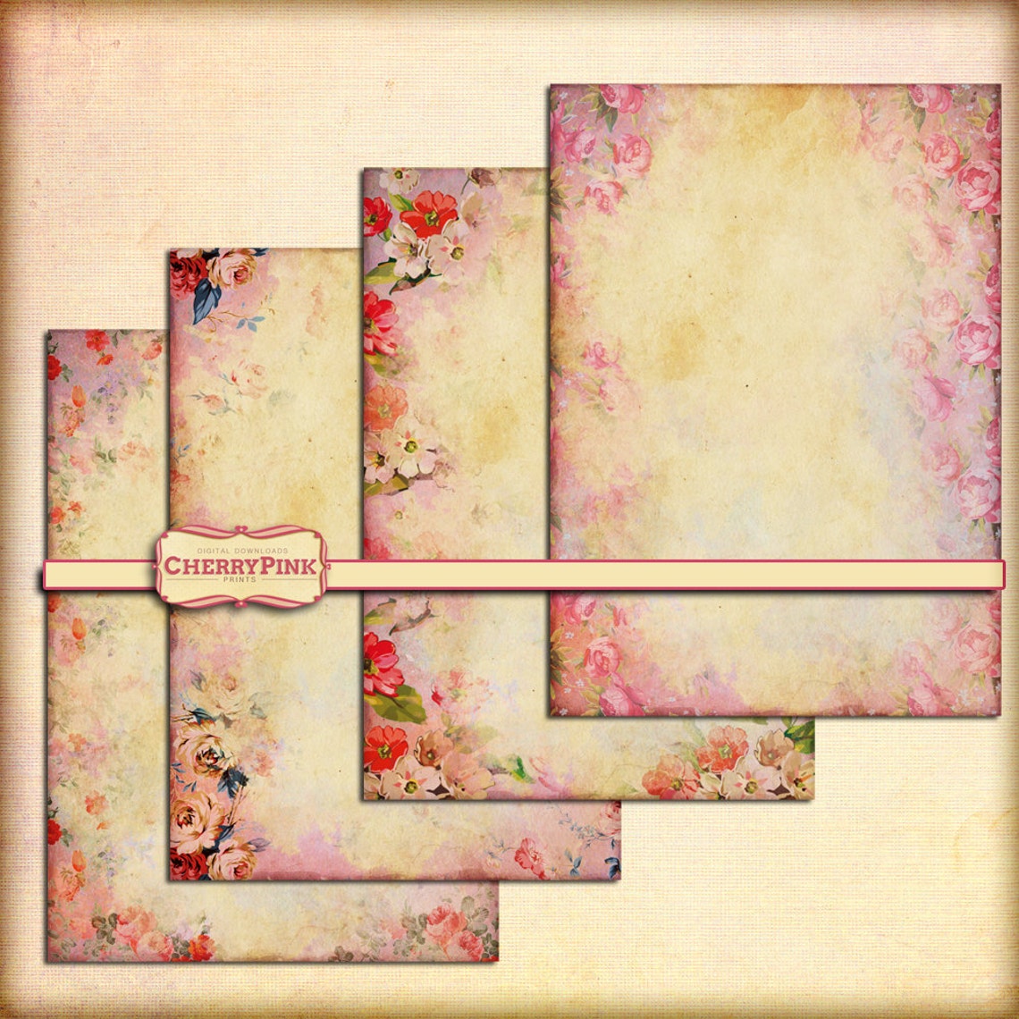 Floral Journal Pages Printable Collage Sheet SHABBY FLOWERS | Etsy