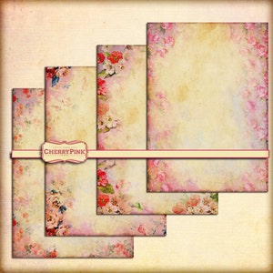 Floral Journal Pages - Printable Collage Sheet SHABBY FLOWERS PINK ...