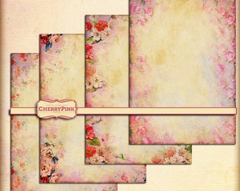 2 X Collage ANTIQUE FLOWERS Background Pages Floral Vintage - Etsy