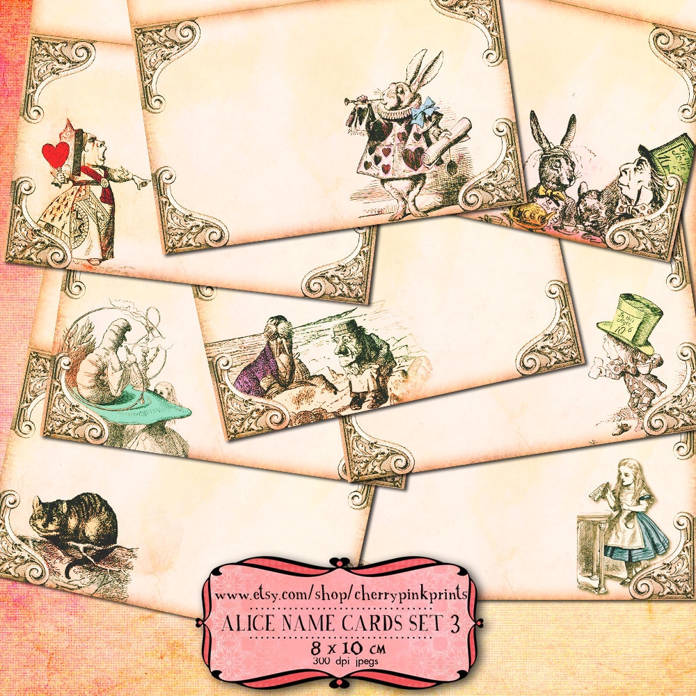 Alice in Wonderland PLACE CARDS digital party printable | Etsy