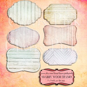 Shabby Chic Digital Frames, Shabby Wood Clip Art,labels and Stickers ...