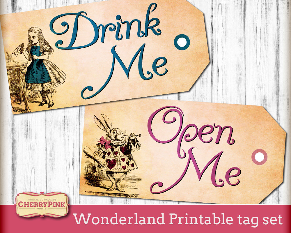 Alice in Wonderland Printable Tags Labels Drink Me Party - Etsy UK