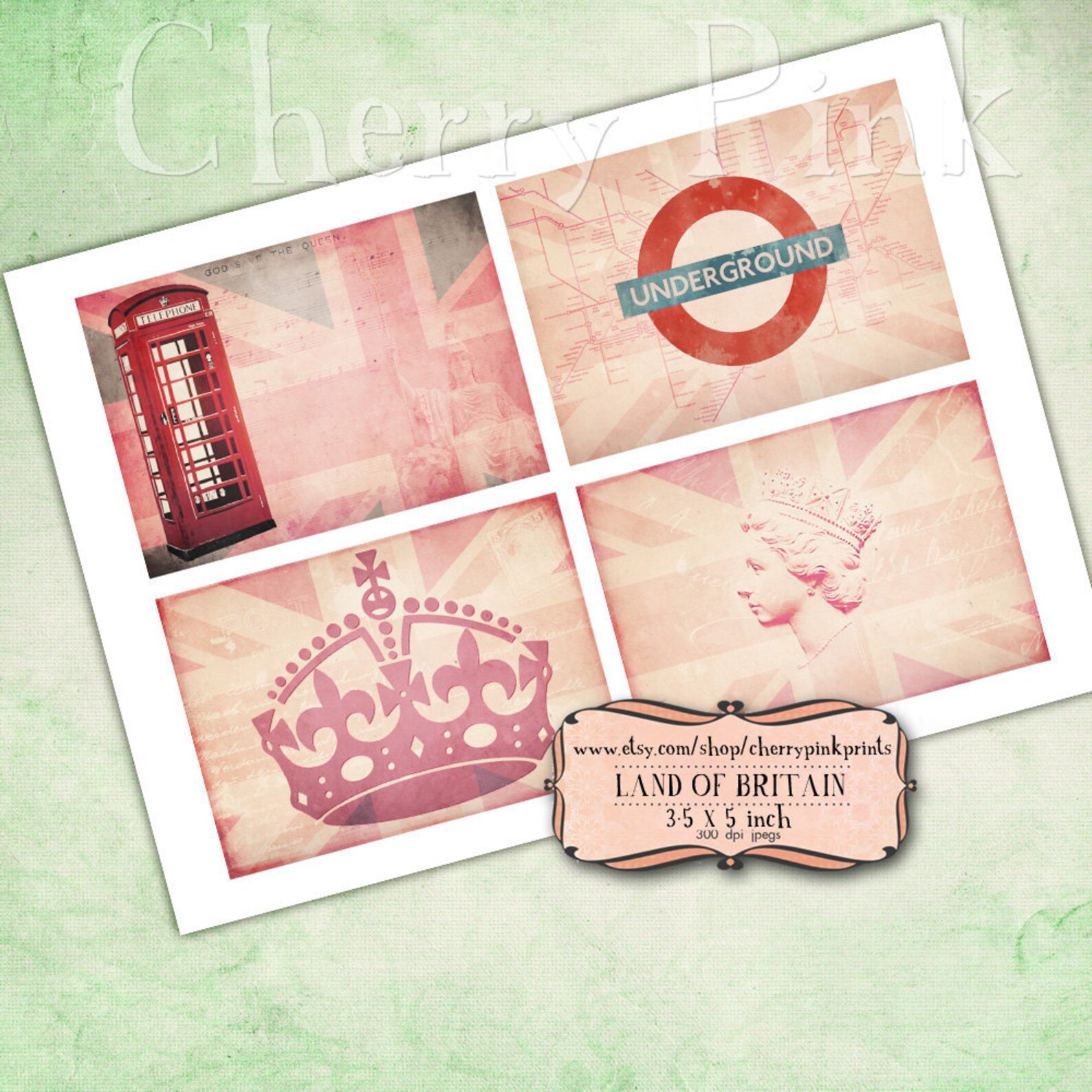 British Digital Collage Sheet Tea Party Decorations Vintage - Etsy