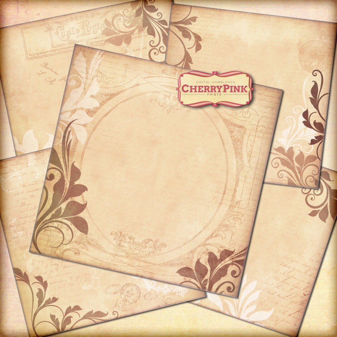 Antique Digital Paper, Sepia Printable Background for Papercraft and ...