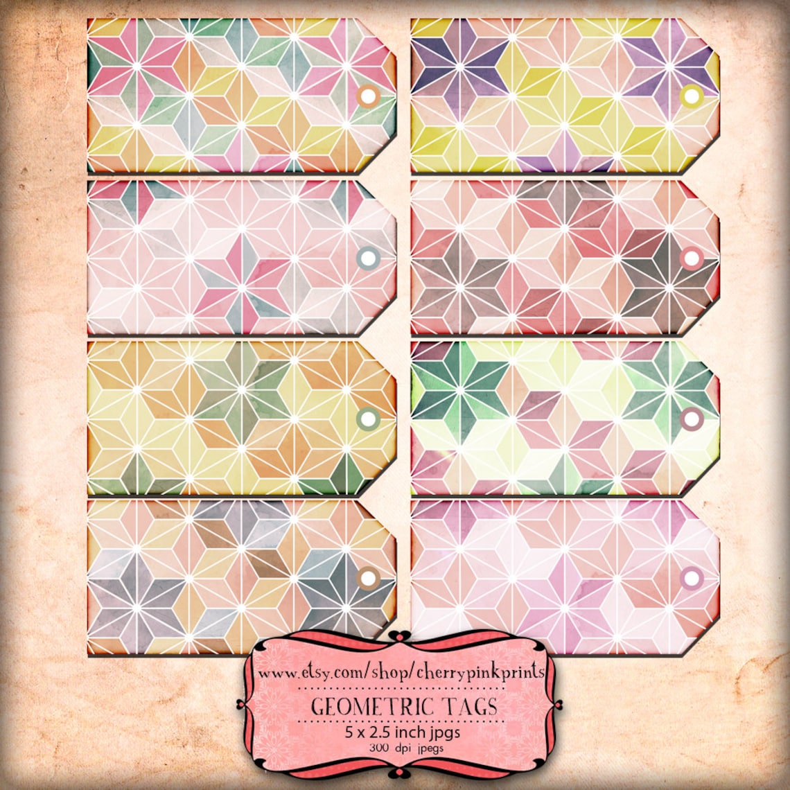 GEOMETRIC PATTERN Tags Digital Party Tags Party Printables | Etsy