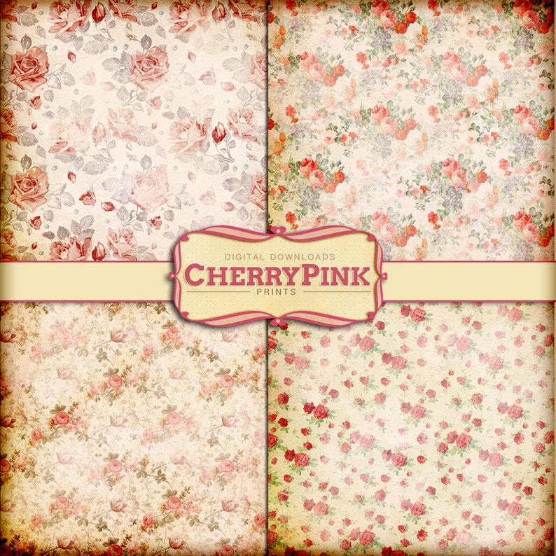 Floral Digital Papers - Vintage Scrapbook Paper - Paper Craft - Digital ...