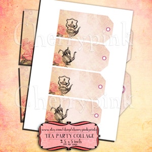 Tea Party Tags Digital Collage Sheet, Labels for Parties, Presents and ...