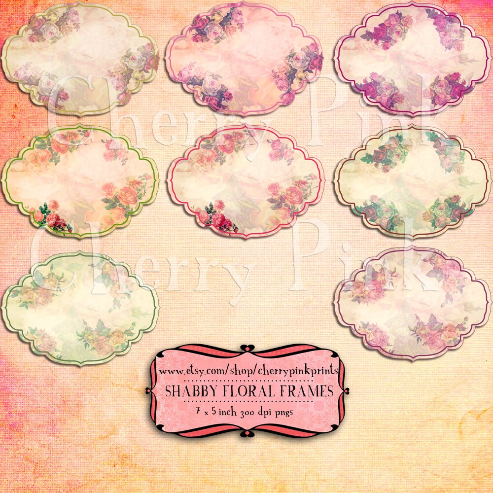 Floral Labels Scrapbook Clip Art Supplies Digital Frames | Etsy