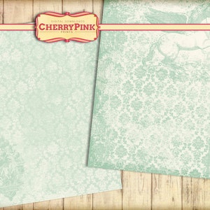 Shabby Chic Digital Paper GREEN VINTAGE COLLAGE Digital Craft and ...
