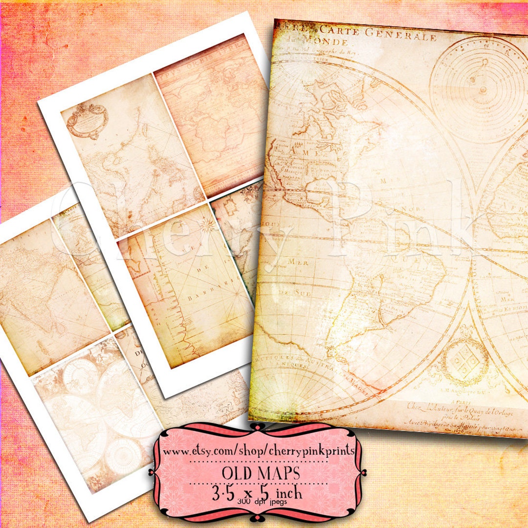 Travel Journal Printable - Vintage Map Collage Sheet - Junk Journal ...