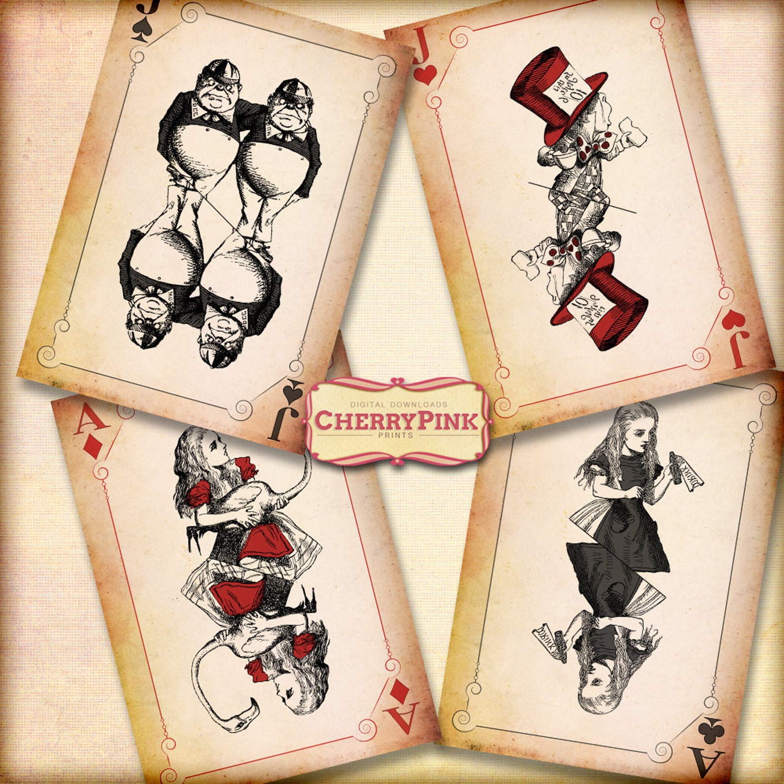 Alice in Wonderland Playing Cards Large Printable Alice in - Etsy