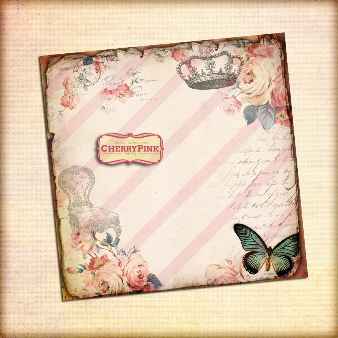 Collage Digital Paper, Collage Paper Pack With Ephemera Images ...