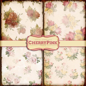 Floral Scrapbook Paper, Textured Digital Premade Pages 12x12 Inch ...