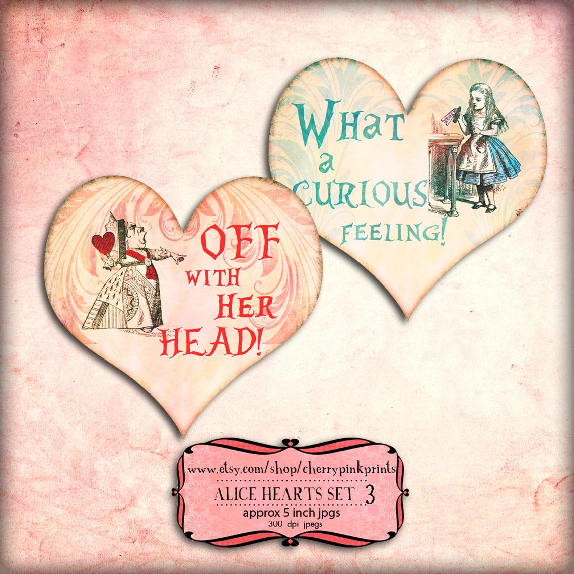 Alice in Wonderland Decoration, Heart Quote Digital Collage Sheet ...