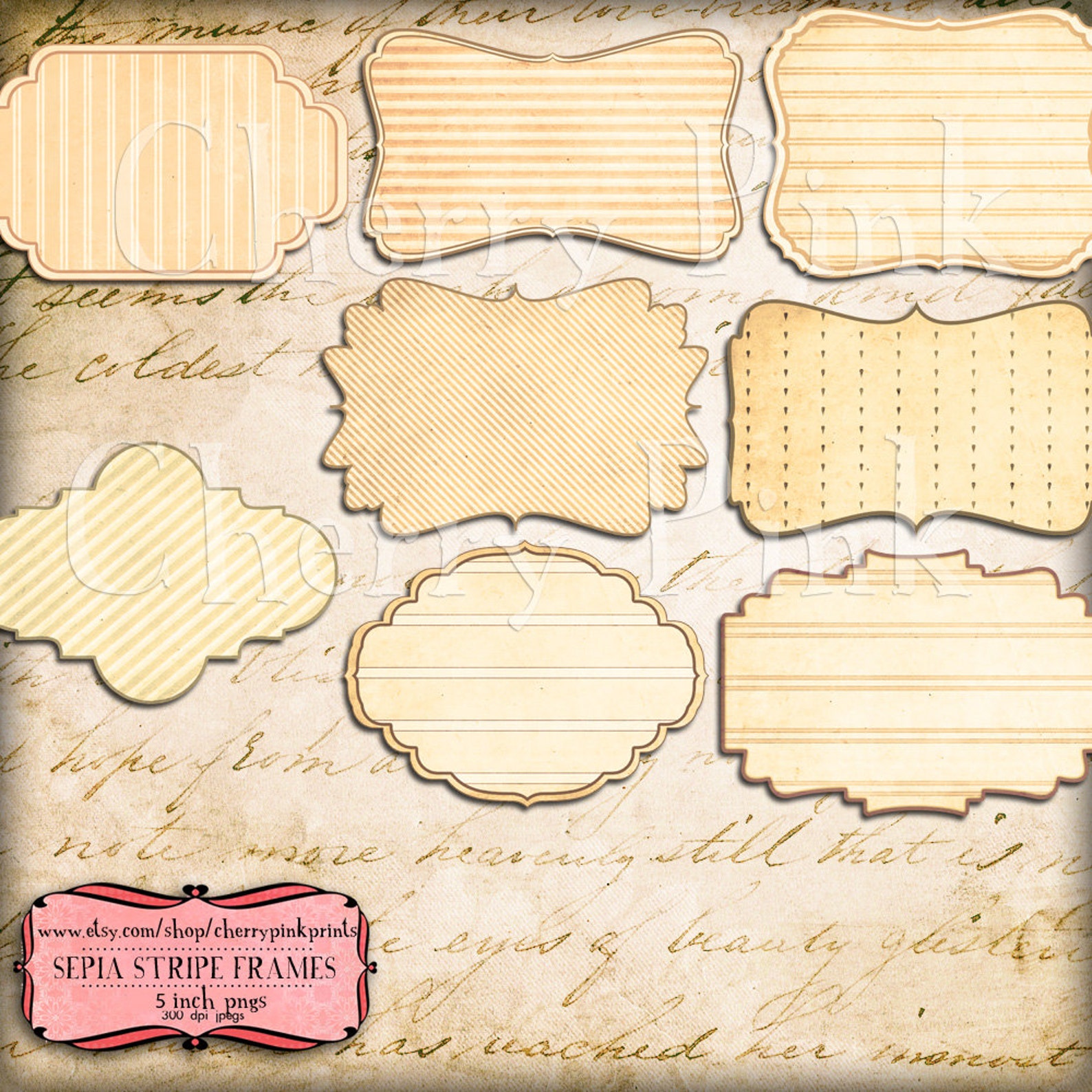 Digital Label Clipart, Sepia Labels and Stickers, Digital Scrapbook ...