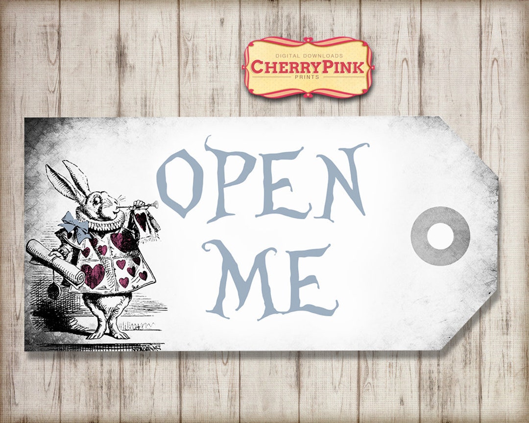 WHITE RABBIT TAGS - Open Me Present Tags and Party Printable - Alice in ...