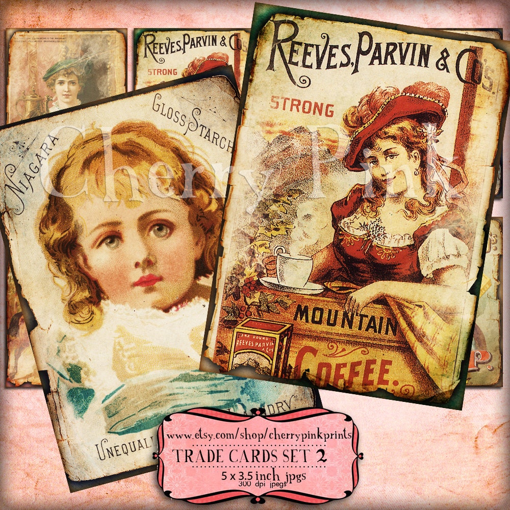 Vintage Advert ATC Cards TRADE CARDS Digital Collage Sheet | Etsy