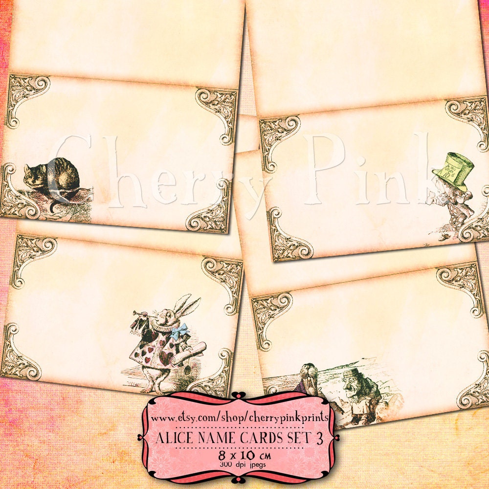 Alice in Wonderland PLACE CARDS Digital Party Printable - Etsy