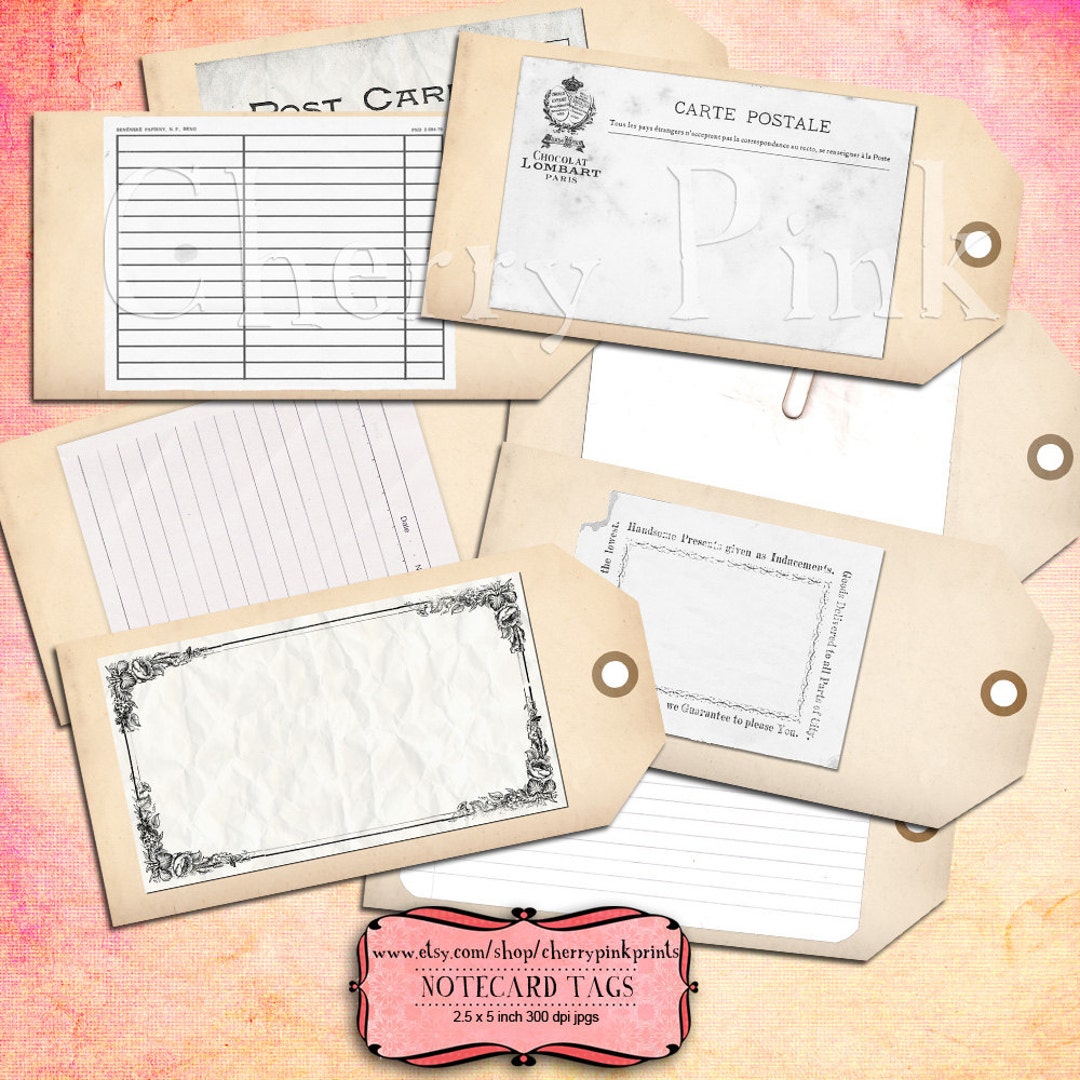 Printable Tag, Notebook Paper Scrapbook Supplies Digital Collage Sheet ...