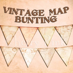 Party Bunting VINTAGE MAP BUNTING Digital Printable Bunting Download ...