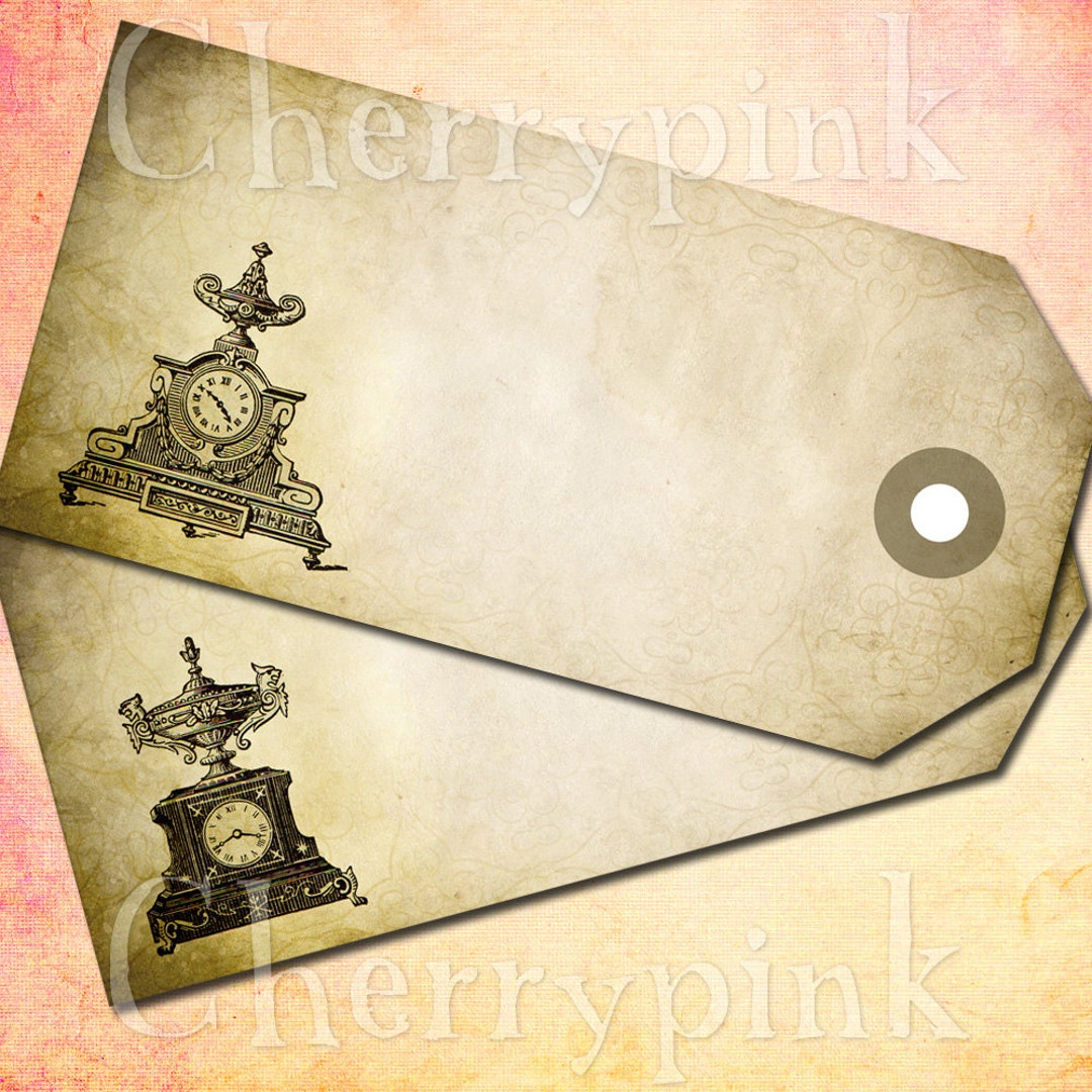 Antique Clock Tags, Digital Tag, Digital Scrapbook Supplies, Digital ...